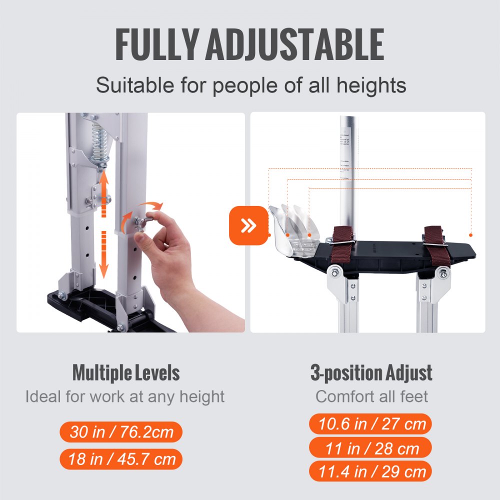 VEVOR VEVOR Drywall Stilts Aluminum Tool Stilts 45.7-76.2cm Adjustable ...
