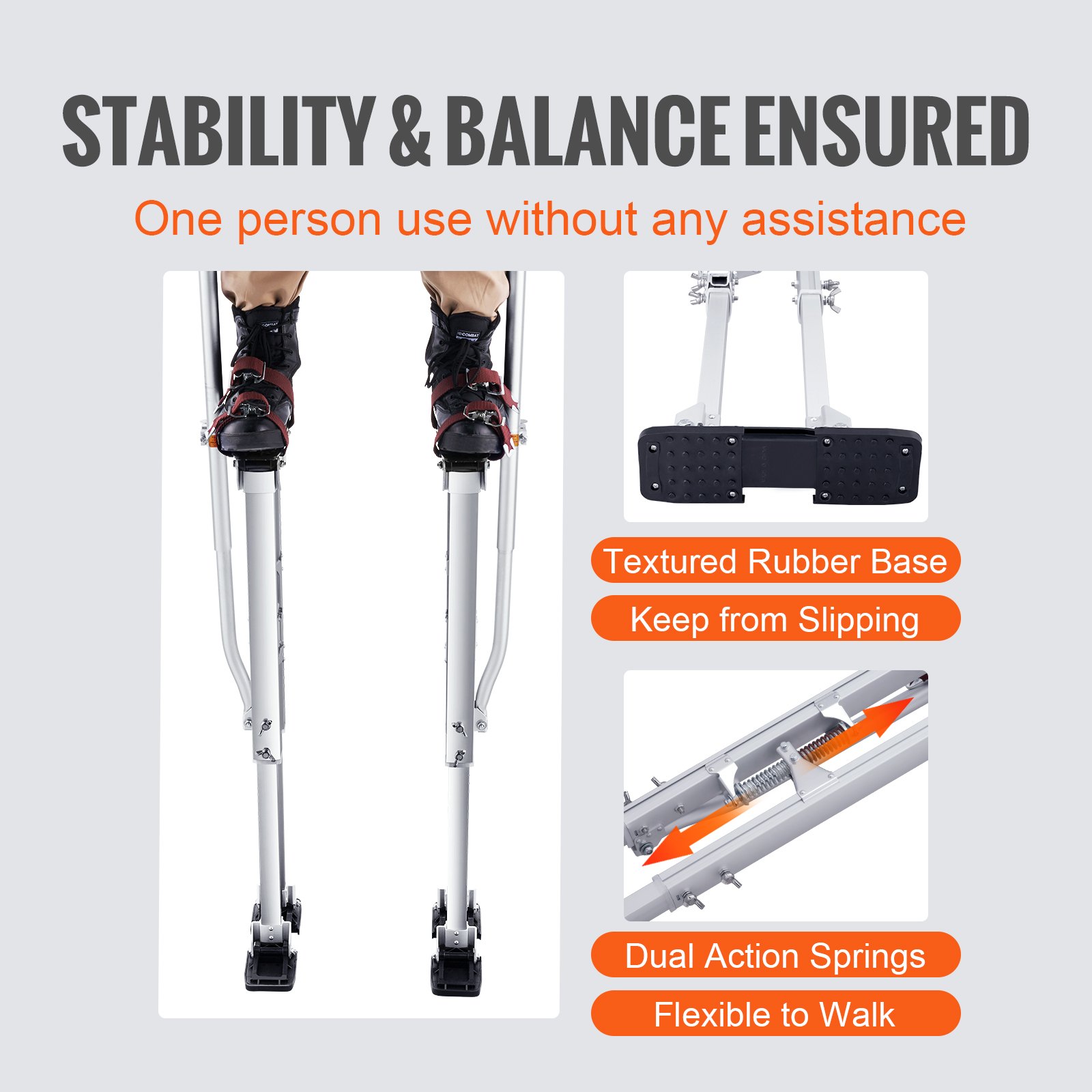 VEVOR Drywall Stilts, 36''-50'' Adjustable Aluminum Tool Stilts with ...