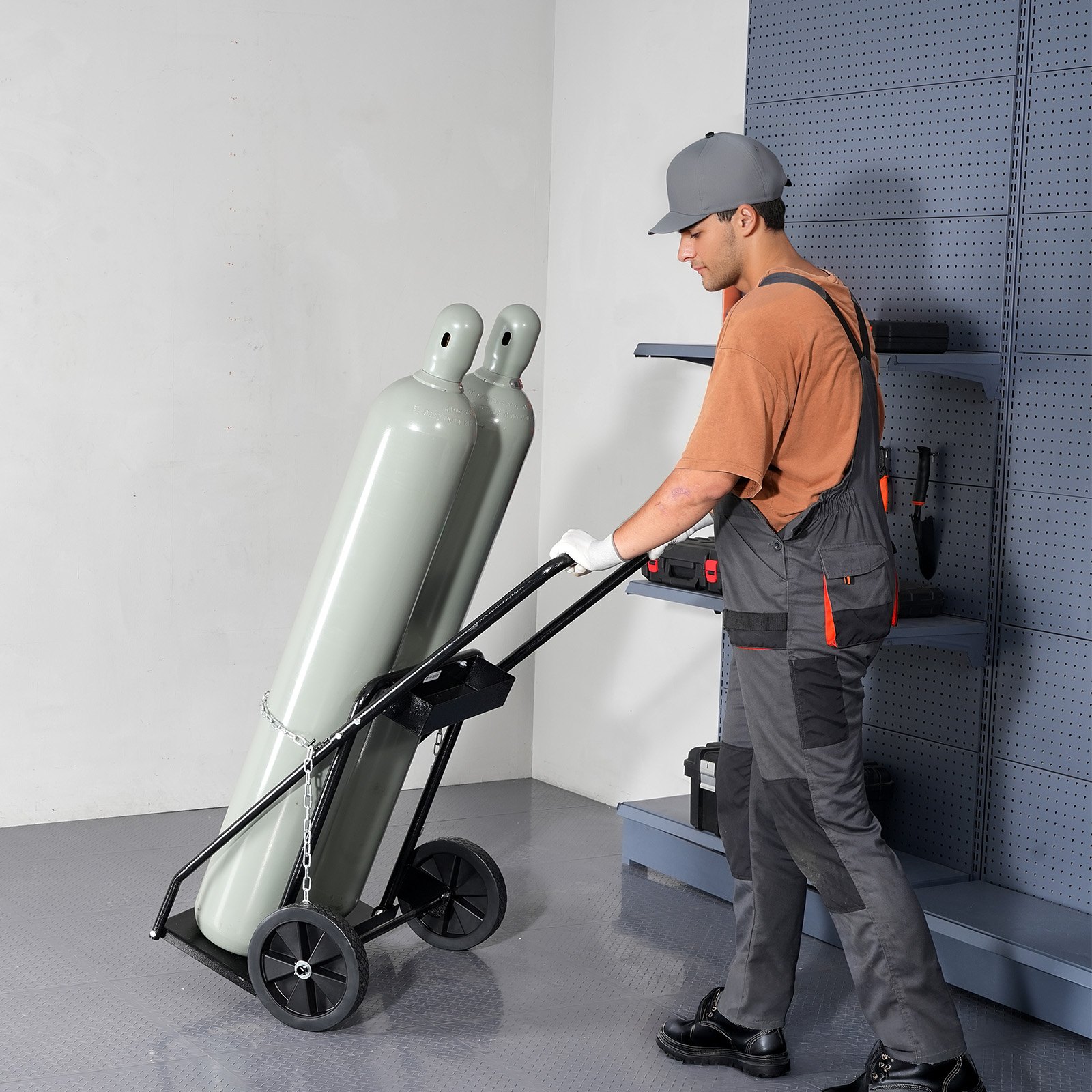 VEVOR Dual Cylinder Welding Cart – 440 LBS, 10" Wheels