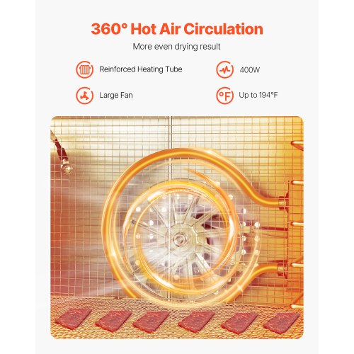 6 Trays Food Dehydrator Machine Stainless Steel 400W Jerky Meat Fruit ...