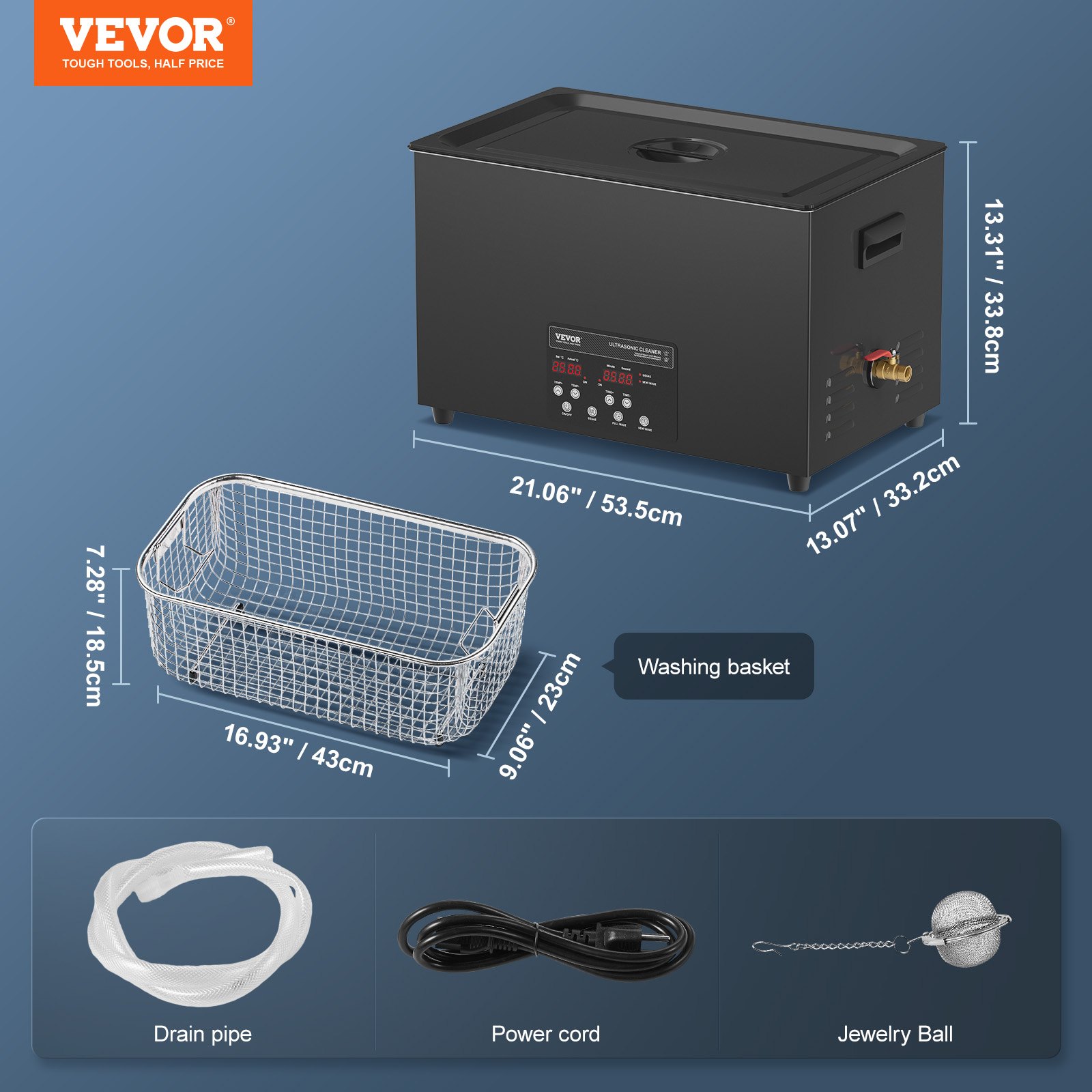 VEVOR Ultrasonic Cleaner 30L Cleaning Machine with Timer Heater ...