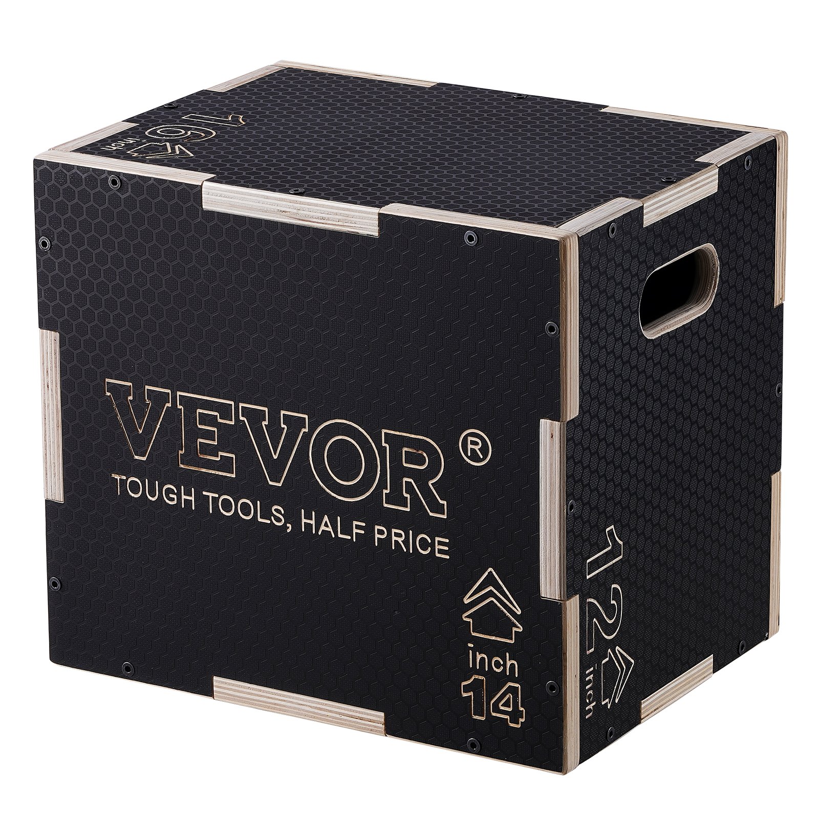 VEVOR 3 in 1 Plyometric Jump Box, 16/14/12 Inch Wooden Plyo Box ...