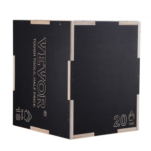 VEVOR 3 in 1 Plyometric Jump Box, 20/18/16 Inch Wooden Plyo Box ...