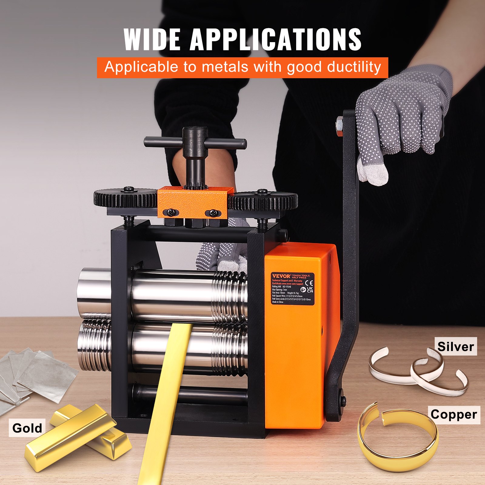 VEVOR Rolling Mill, 3"/76 mm Jewelry Rolling Mill Machine, 1: 2 Gear ...