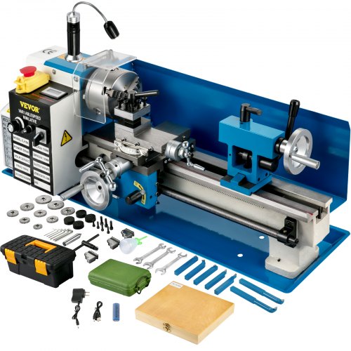 VEVOR Mini Metal Lathe 7 x14 Benchtop Metal Lathe 550W Variable Speed 2250RPM Metal Lathe with 3 jaw Chuck CNC Mini Lathe Machine Precision Mini Lathe w Tool Box Digital Display for Metal Turning