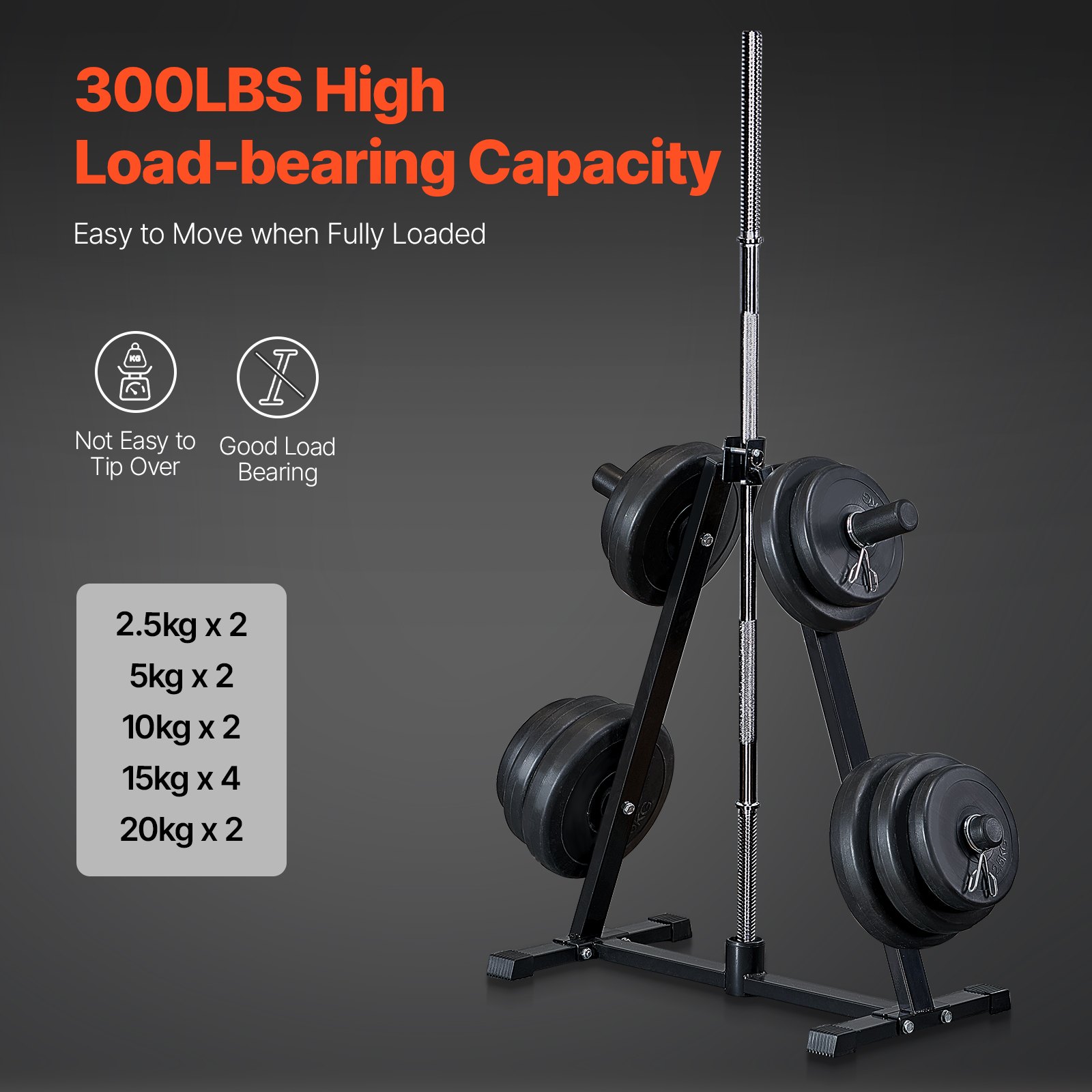 VEVOR Weight Plate Tree – 300 LBS, 2 Inch Weight Plates