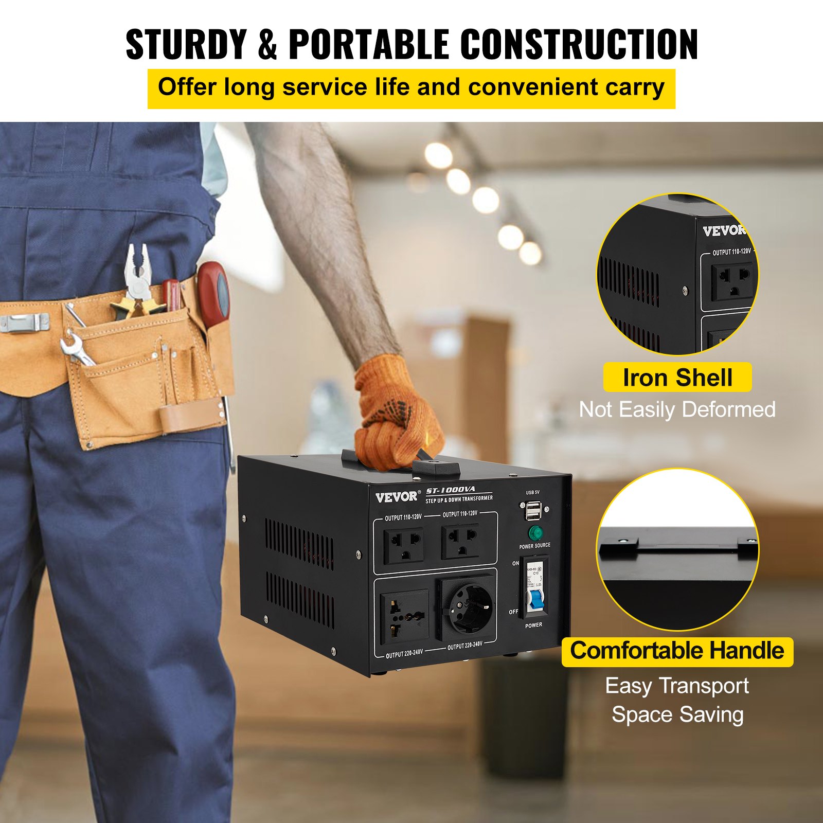 VEVOR Voltage Converter Transformer,1000W Heavy Duty Step Up/Down ...