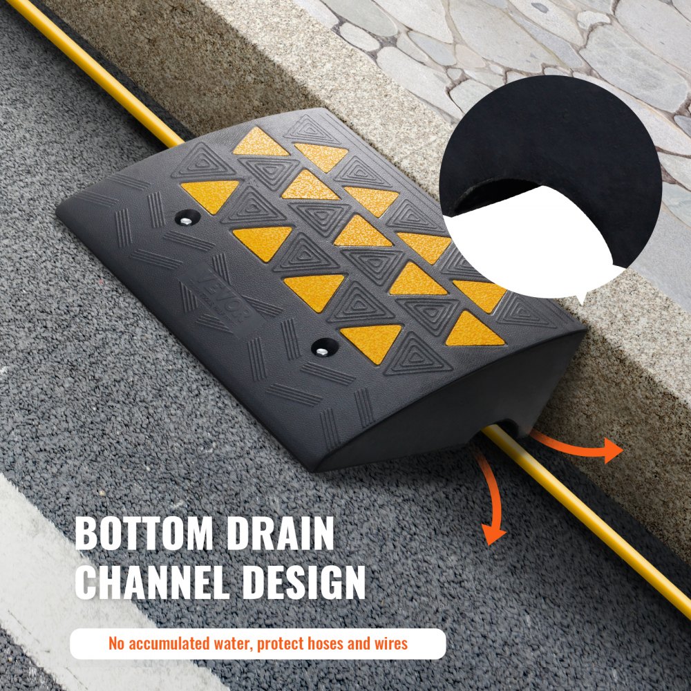 VEVOR Rubber Curb Ramp 6" Rise Height Sidewalk Curb Ramp, 14.6" Width ...