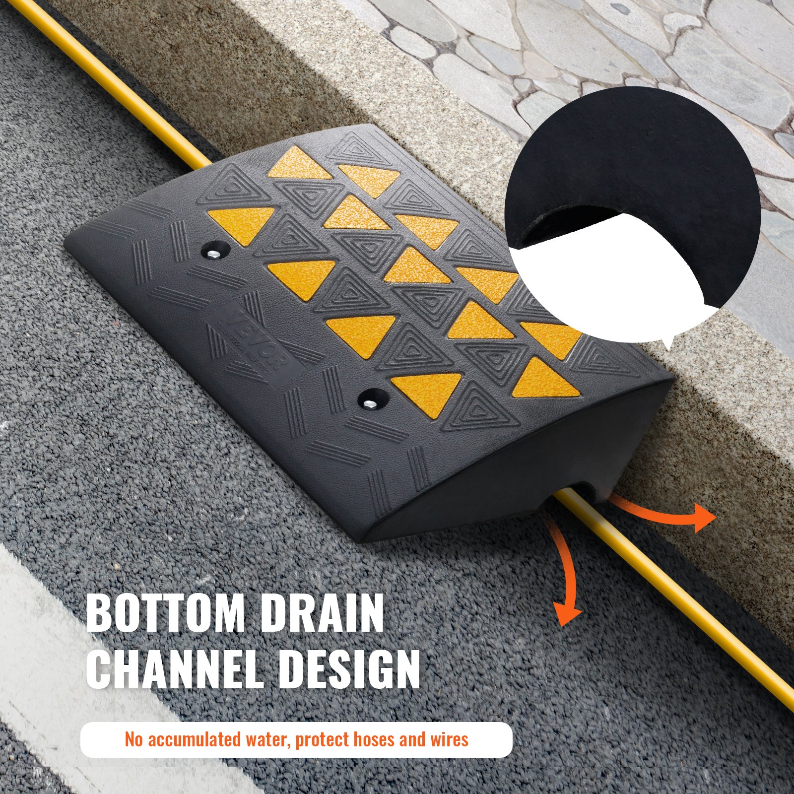 VEVOR Rubber Curb Ramp 15.2 cm Rise Height Sidewalk Curb Ramp, 37 cm ...