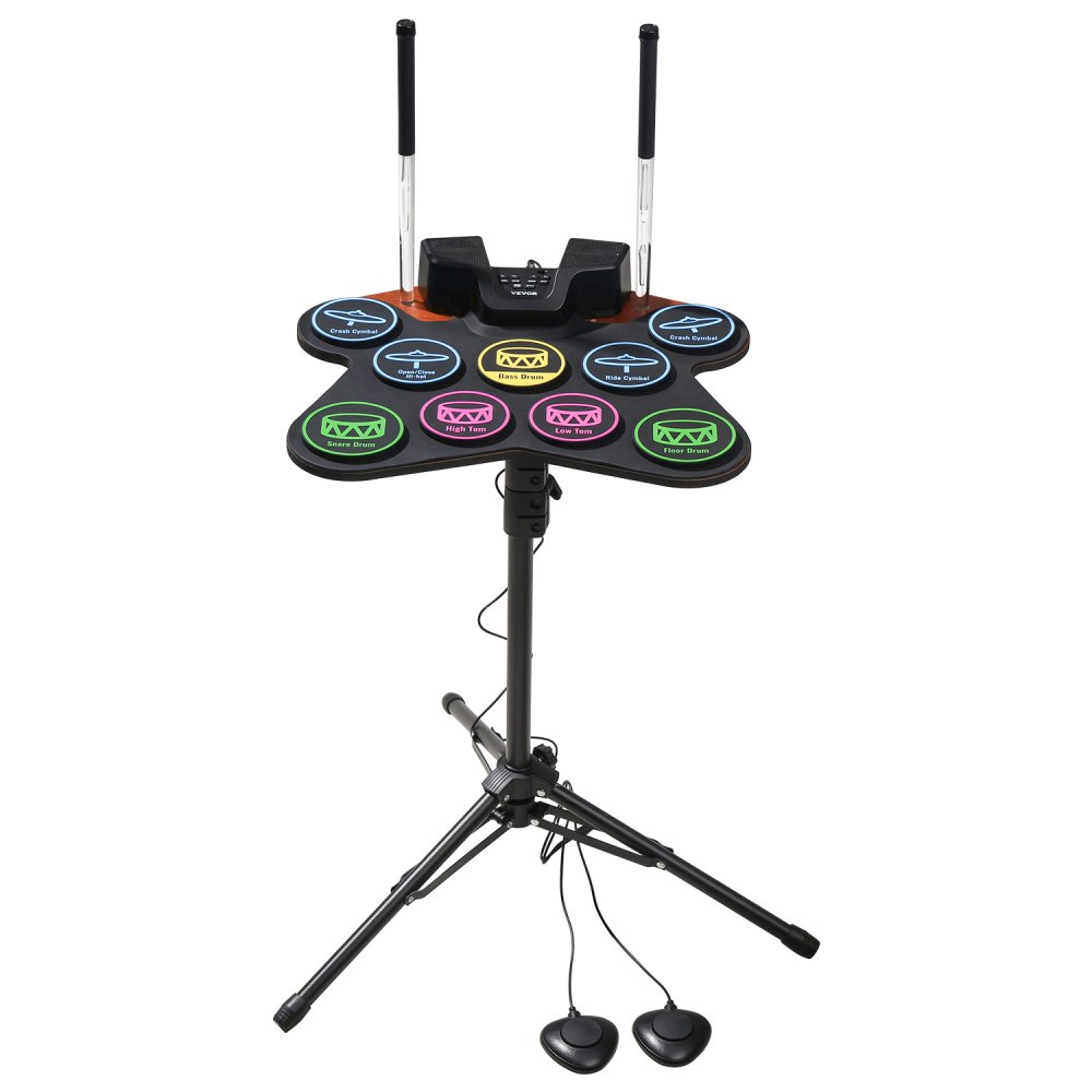 Electric Drum Set 9-Pad Stand Built-in Dual Speakers Light Up Sticks ...