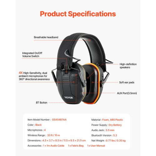 Safety Earmuffs Bluetooth Hearing Protection Ear Muffs Noise Reduction ...