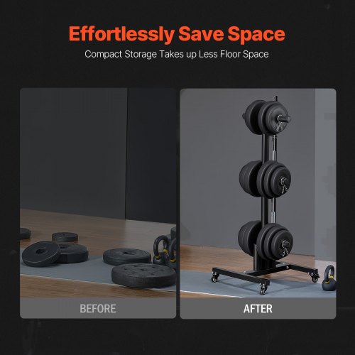 Vertical Weight Plate Rack Home Gym Barbell Storage with Wheels 1000 ...