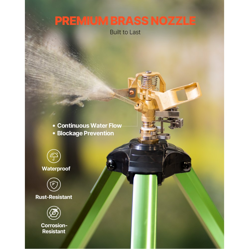 VEVOR Impact Sprinkler on Tripod Base, Heavy Duty Tripod Sprinklers ...