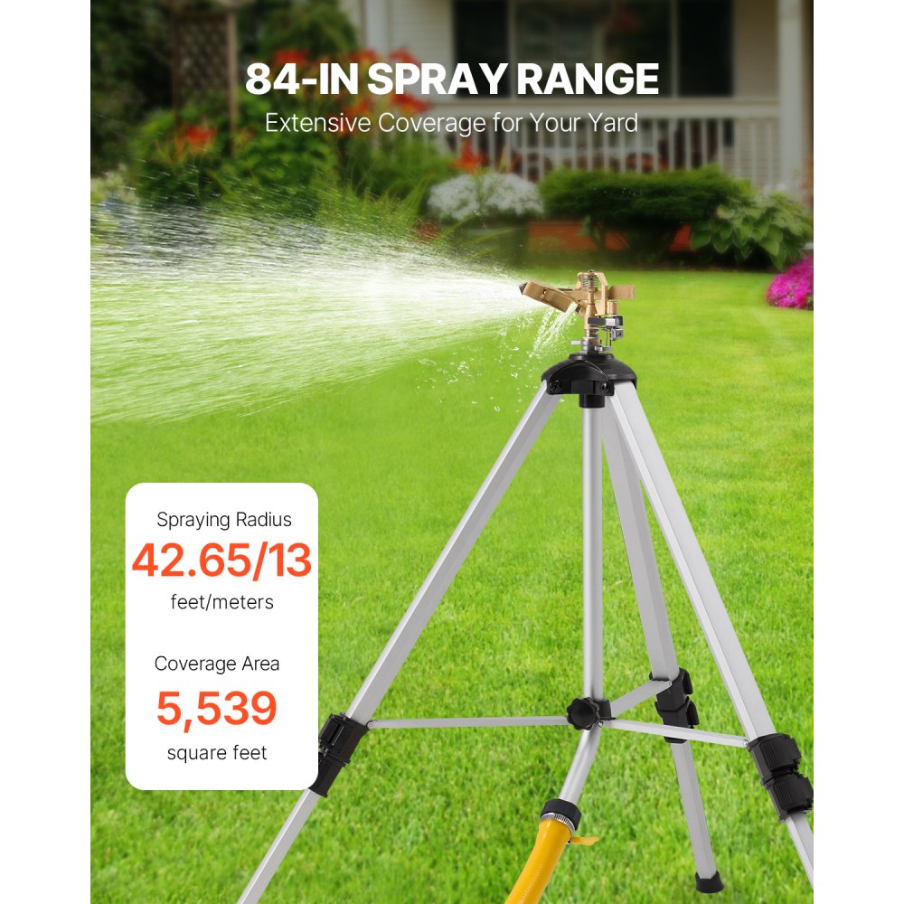 Tripod Sprinkler 360° Spray Heavy Duty Sprinklers for Lawn Garden Gray ...