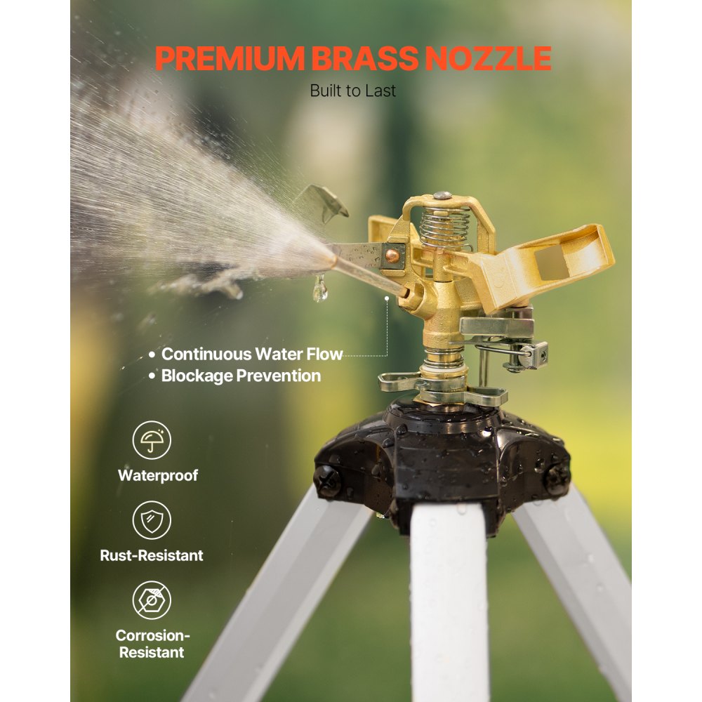 Tripod Sprinkler 360° Spray Heavy Duty Sprinklers for Lawn Garden Gray ...