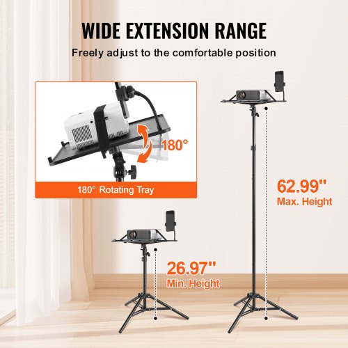VEVOR Projector Stand, Projector Floor Stand Adjustable Height from 26. ...
