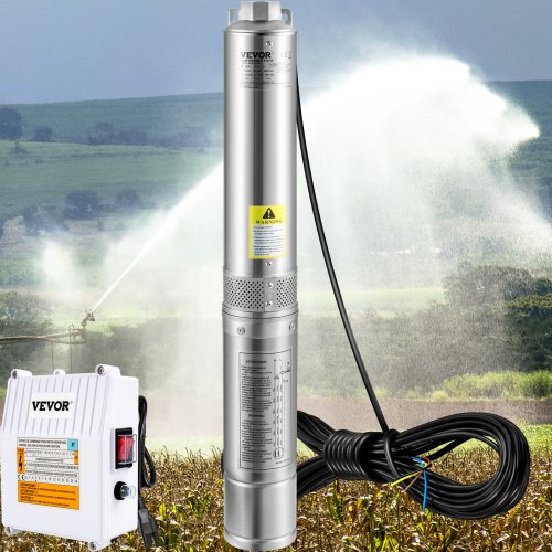 VEVOR Deep Well Submersible Pump, 1.5HP 115V/60Hz, 37GPM 276ft Head ...