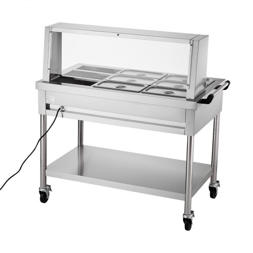9 x 1/3 Pans Commercial Food Warmer Steam Table with Undershelf and ...