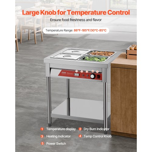 4 x 1/2 Pans Commercial Food Warmer Electric Steam Table with ...