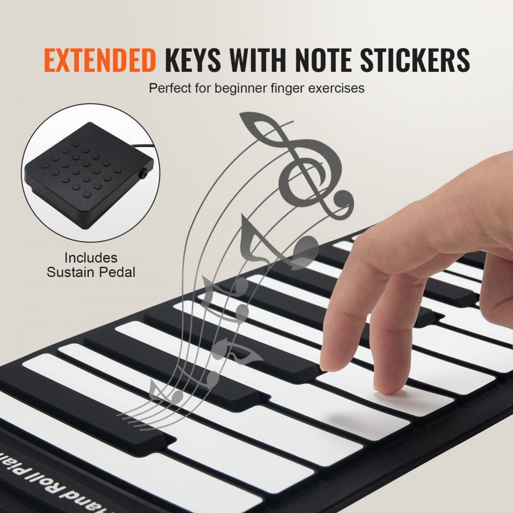 VEVOR Roll Up Piano Keyboard — 88-Key, Portable & Electronic