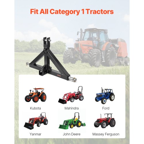 VEVOR 3 Point Hitch Receiver with 2 in Receiver, 3pt Quick Hitch ...