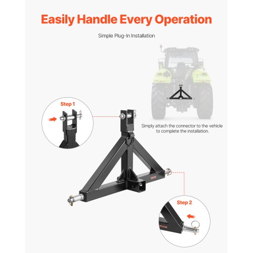 3 Point 2" Trailer Hitch Receiver Tractor Quick Hitch Adapter 3000lbs ...