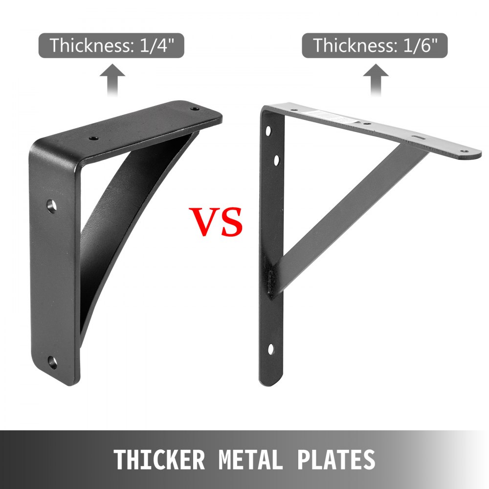 VEVOR 2 Pack Steel Shelf Brackets, Heavy Duty Hand Welded Steel ...