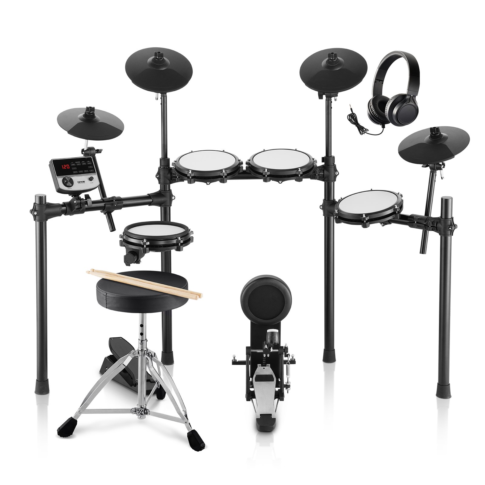 Electric Drum Set Electronic Drum Kit 480 Sounds for Beginners & Adults ...
