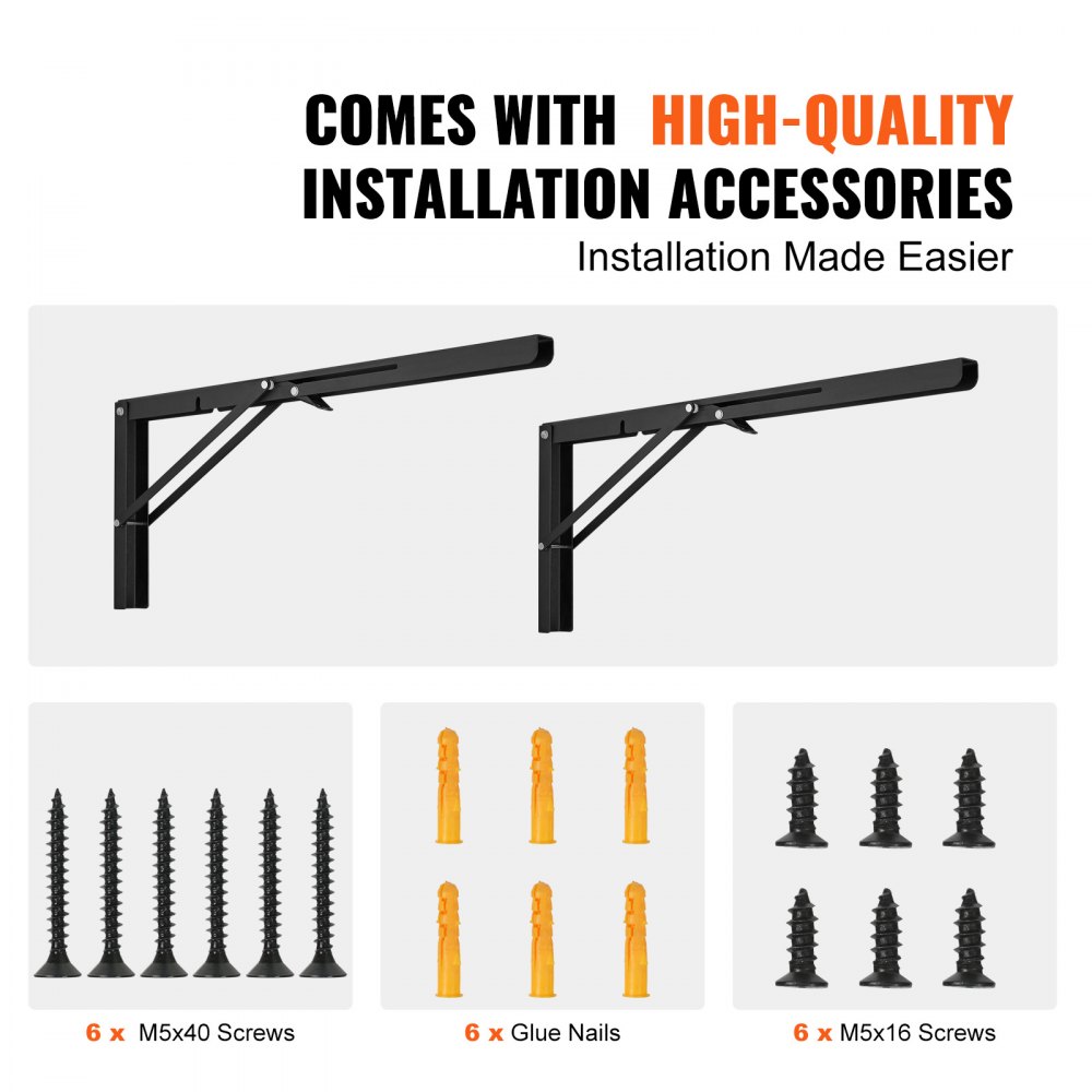 VEVOR Shelf Bracket Foldable, 24” L 2 Pcs , Heavy Duty Floating Shelf ...