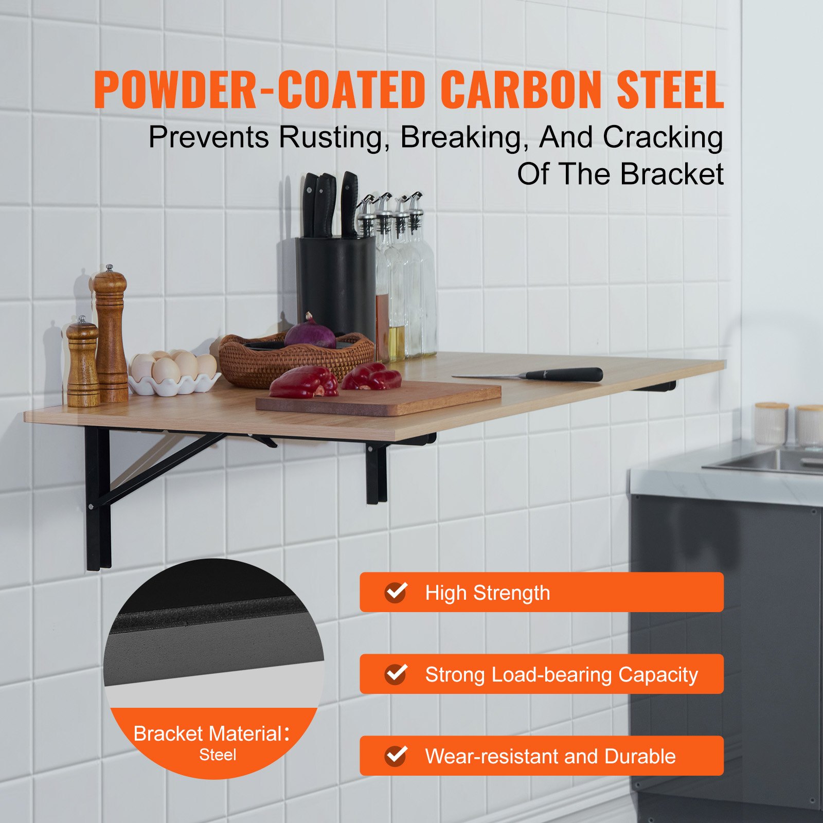 VEVOR Shelf Bracket Foldable, 24” L 2 Pcs , Heavy Duty Floating Shelf ...