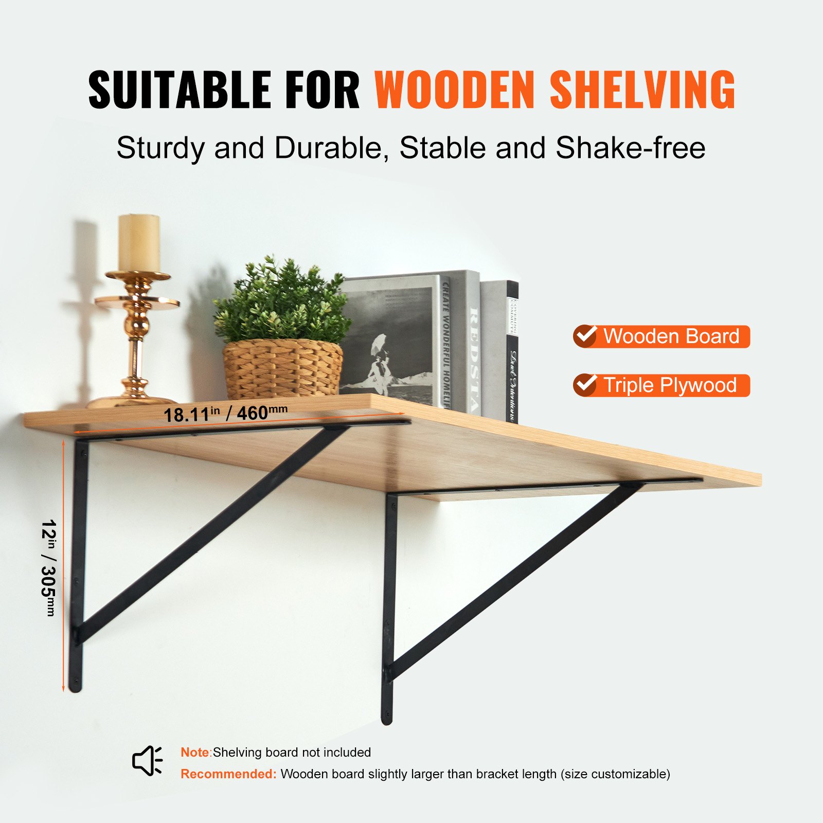 VEVOR Shelf Bracket, 18 x 12 in 12 Pcs, Heavy Duty Floating Shelf ...