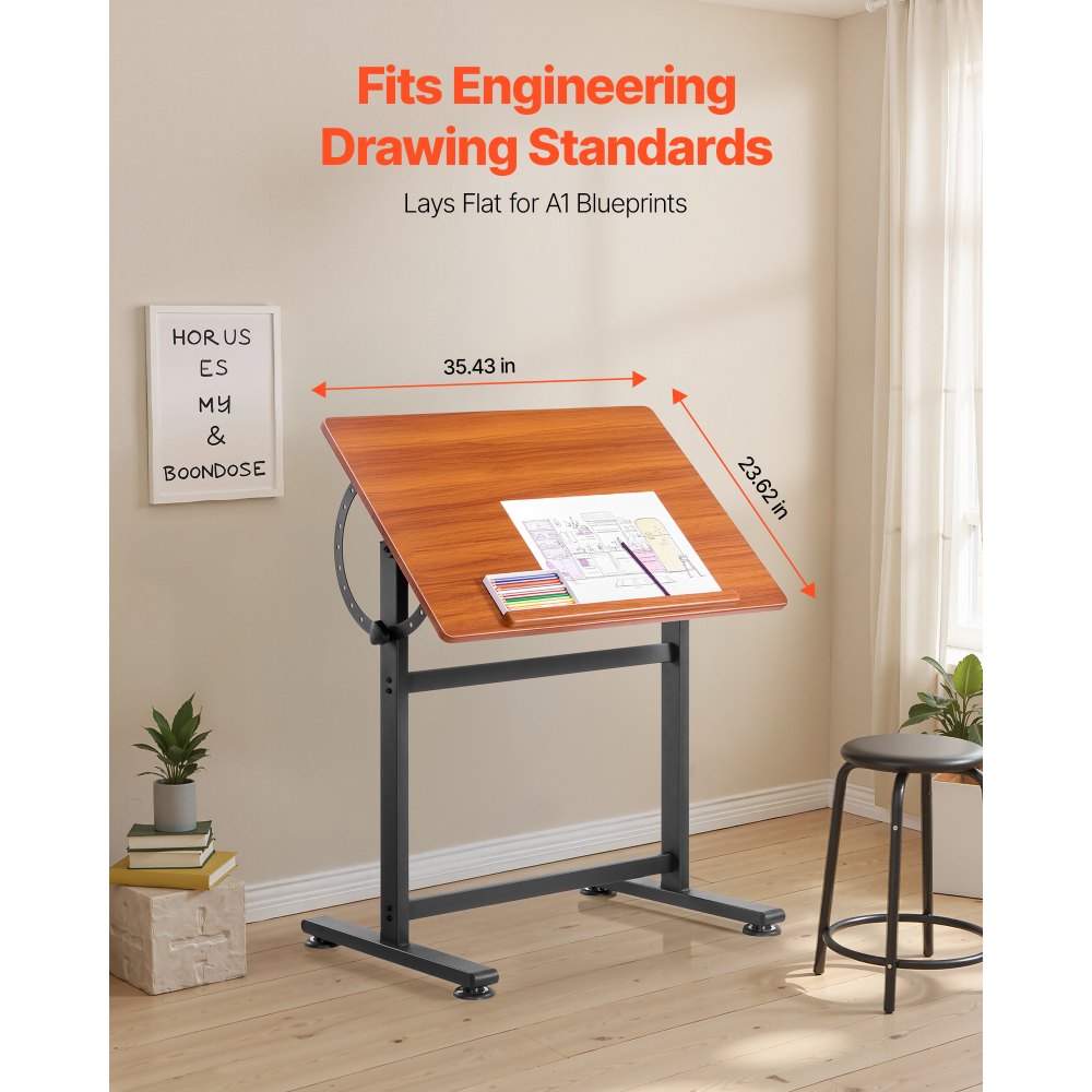 VEVOR Drafting Table, Adjustable 0°–90° Tilt Drawing Desk, Portable ...