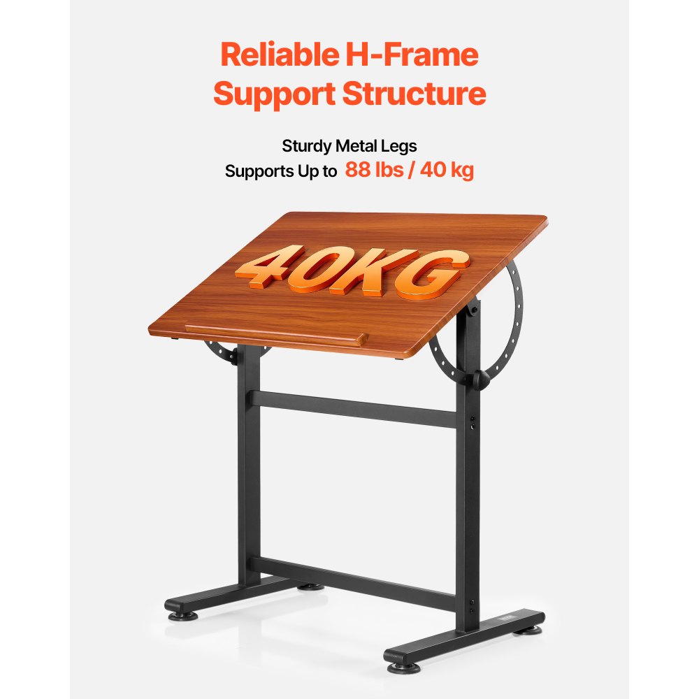 VEVOR Drafting Table, Adjustable 0°–90° Tilt Drawing Desk, Portable ...