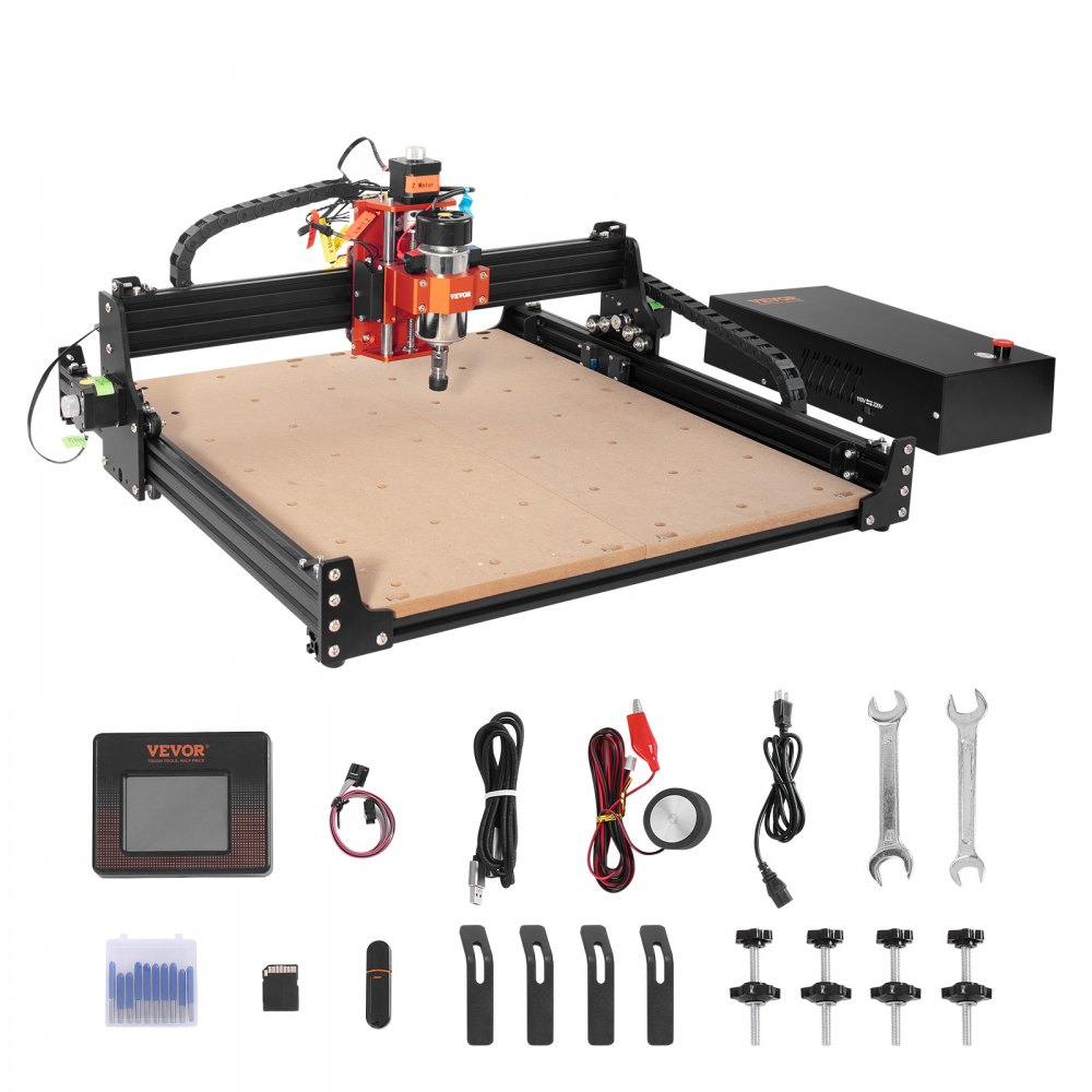 VEVOR CNC Router Machine, 300W, 3 Axis GRBL Control Wood Engraving Carving Milling Machine Kit ...