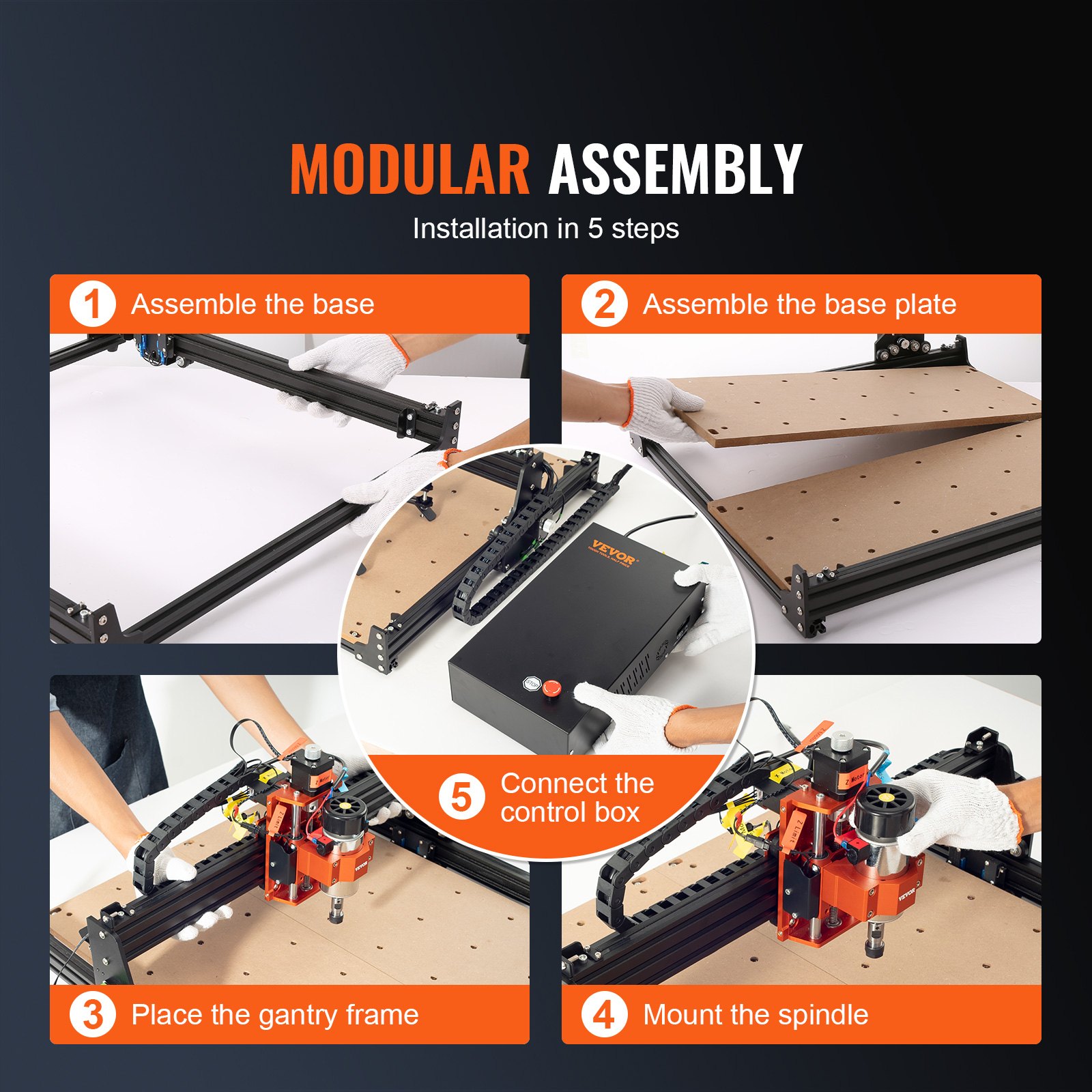 VEVOR CNC Router Machine, 300W, 3 Axis GRBL Control Wood Engraving Carving Milling Machine Kit ...