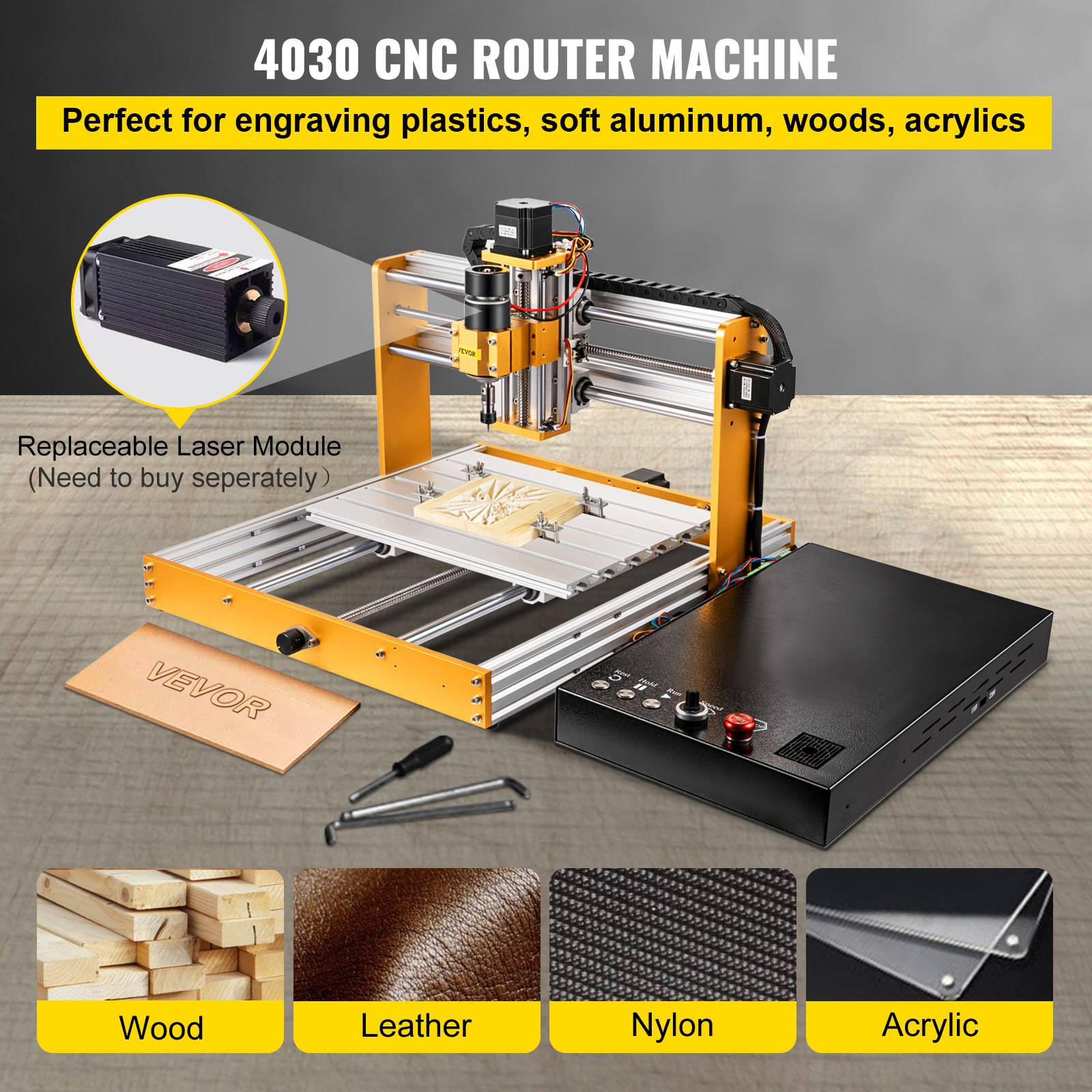VEVOR CNC Router Machine, 3040 Engraver Milling Machine with Offline ...
