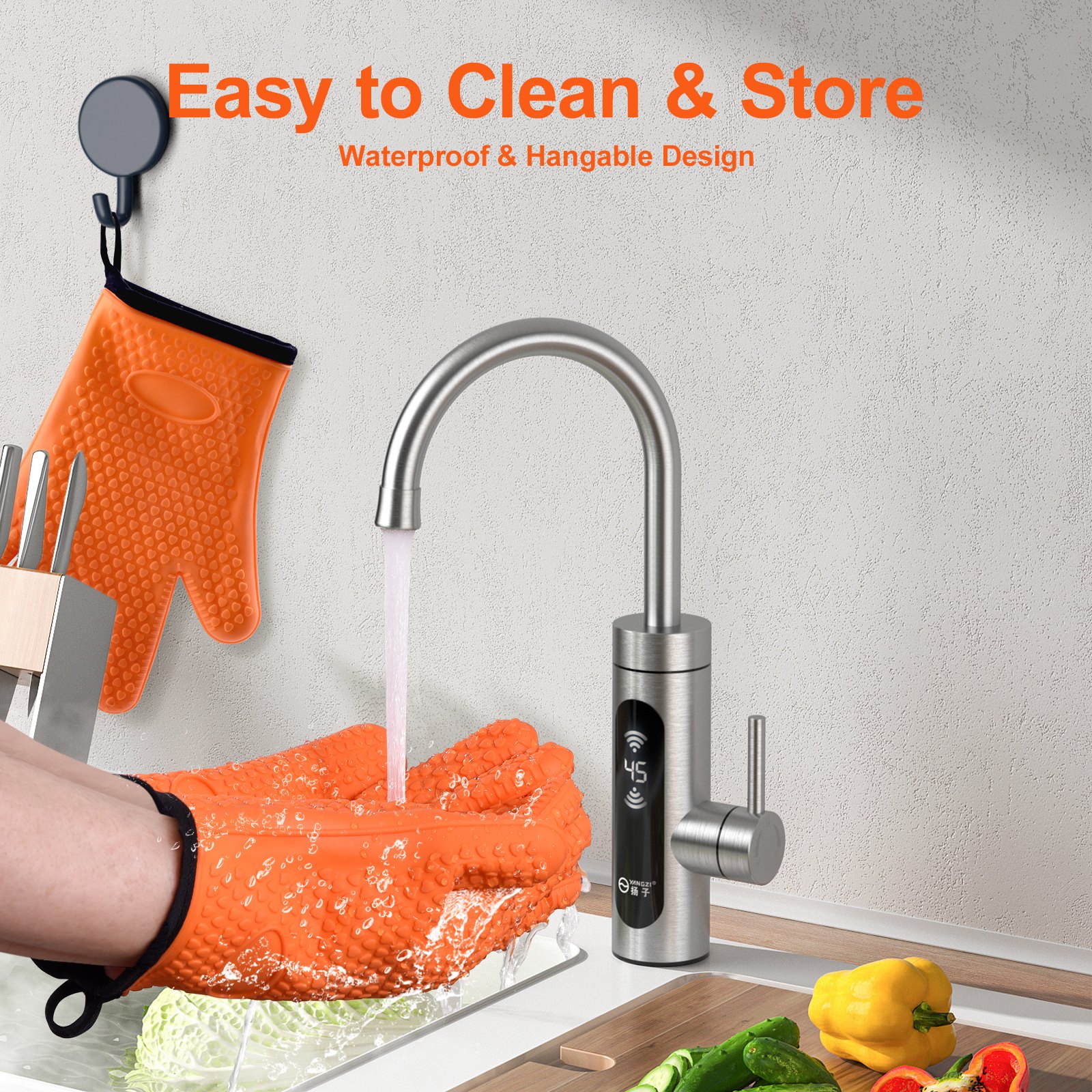 VEVOR Silicone Smoker Oven Gloves, Non-Slip Heat Resident BBQ Grill ...
