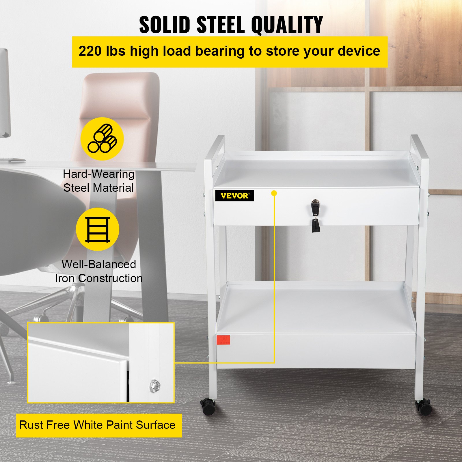 VEVOR Lab Cart, 2 Tiers Stainless Steel Utility Cart Medical Cart 2 ...