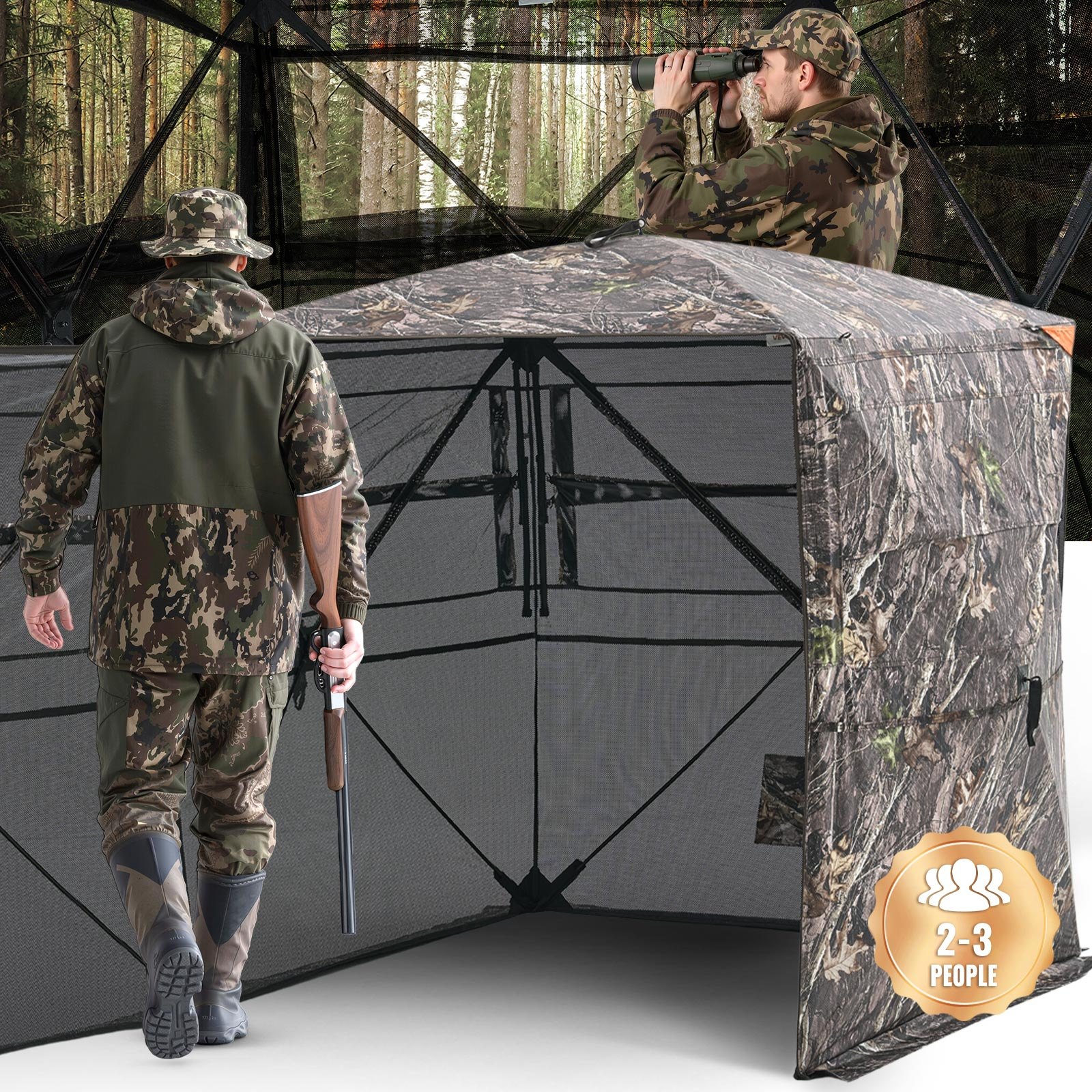 VEVOR Portable Hunting Blinds – 58x58x67 in, 270°- 360° view