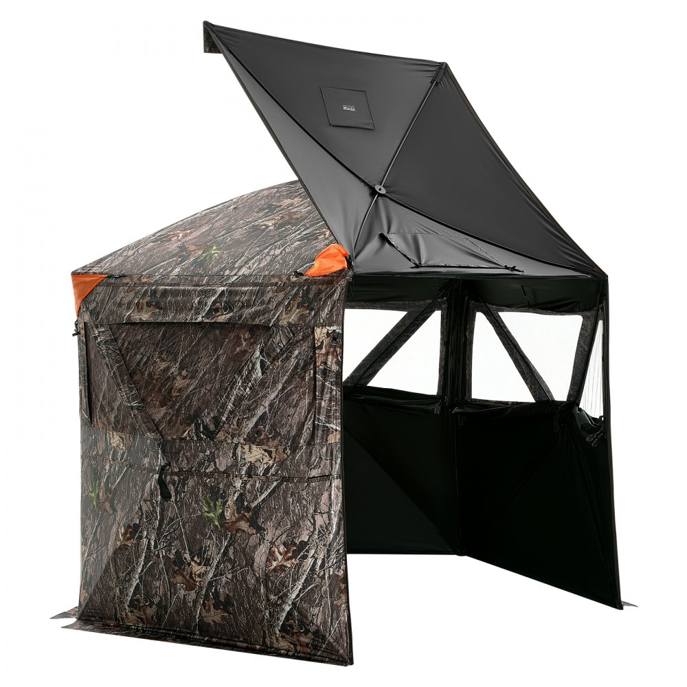 VEVOR Hunting Blind, 288° See Through Ground Blind, 6-7 Person Pop Up ...