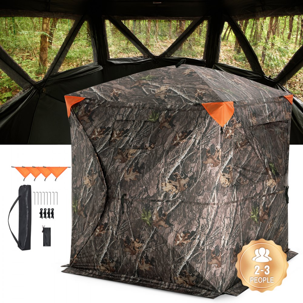 VEVOR Hunting Blind, 270° See Through Ground Blind, 2-3 Person Pop Up ...