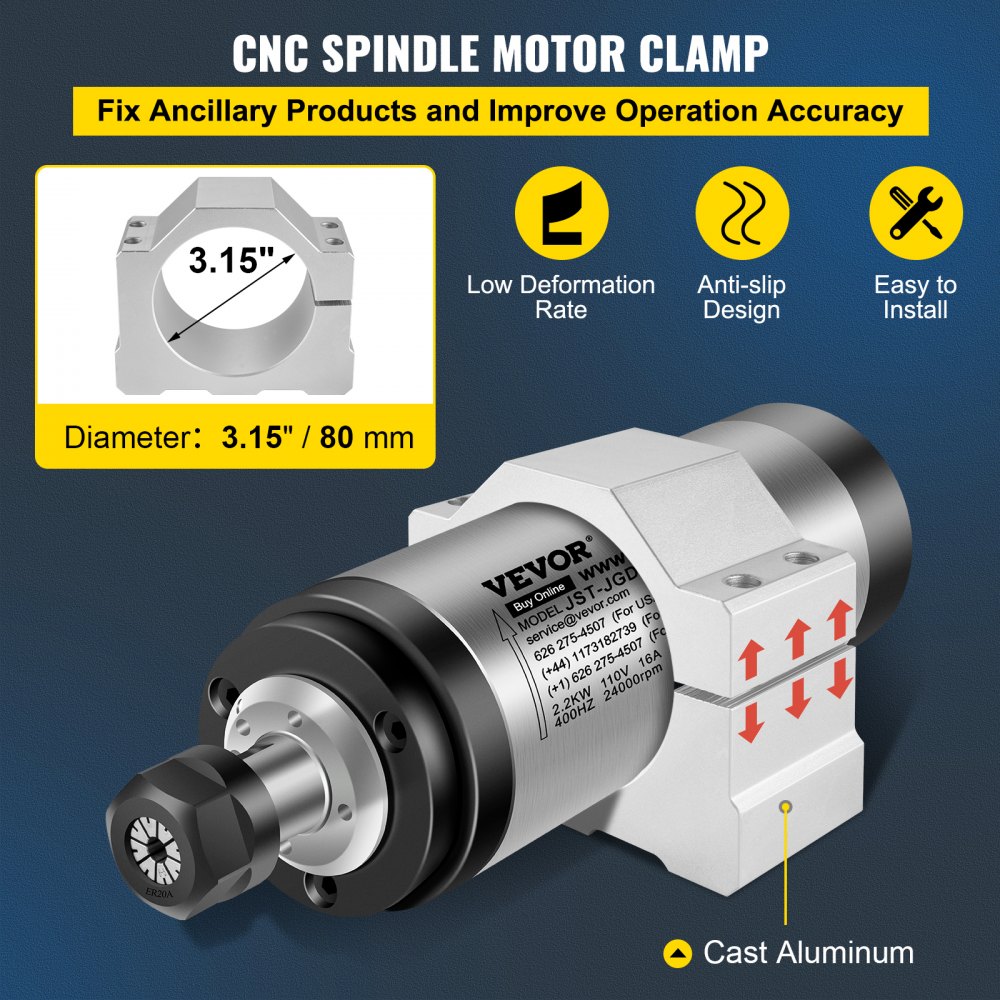VEVOR VFD CNC Spindle Motor Kits 110V CNC Spindle Motor Kits 2.2KW ...