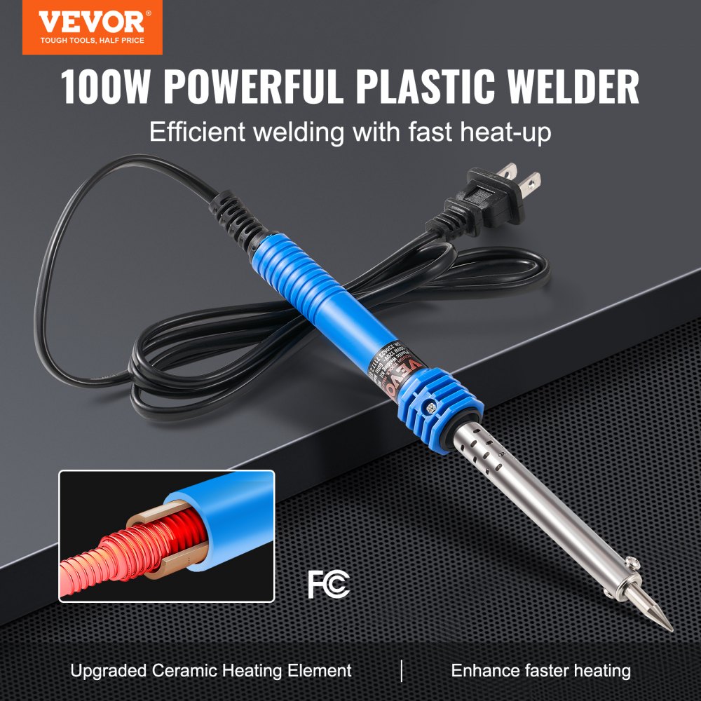 VEVOR Plastic Welding Kit, 100W Plastic Welder Soldering Iron Gun, Car ...