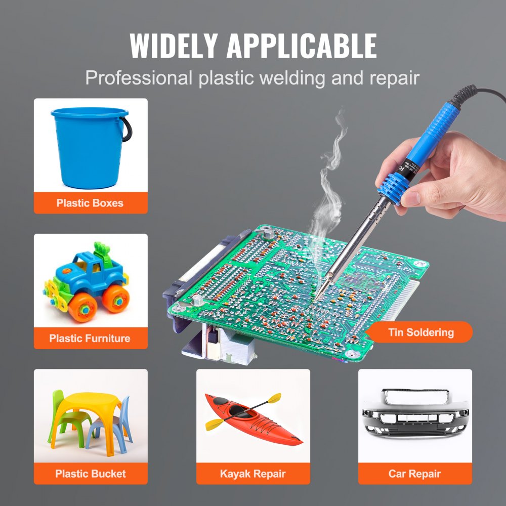 VEVOR Plastic Welding Kit, 100W Plastic Welder Soldering Iron Gun, Car ...