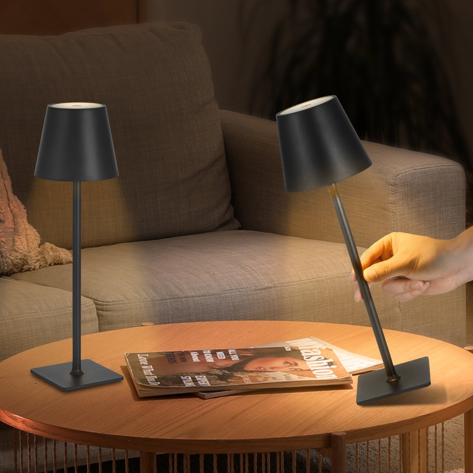 VEVOR Cordless Table Lamp, 2-Pack, 5200mAh Built-in Rechargeable ...
