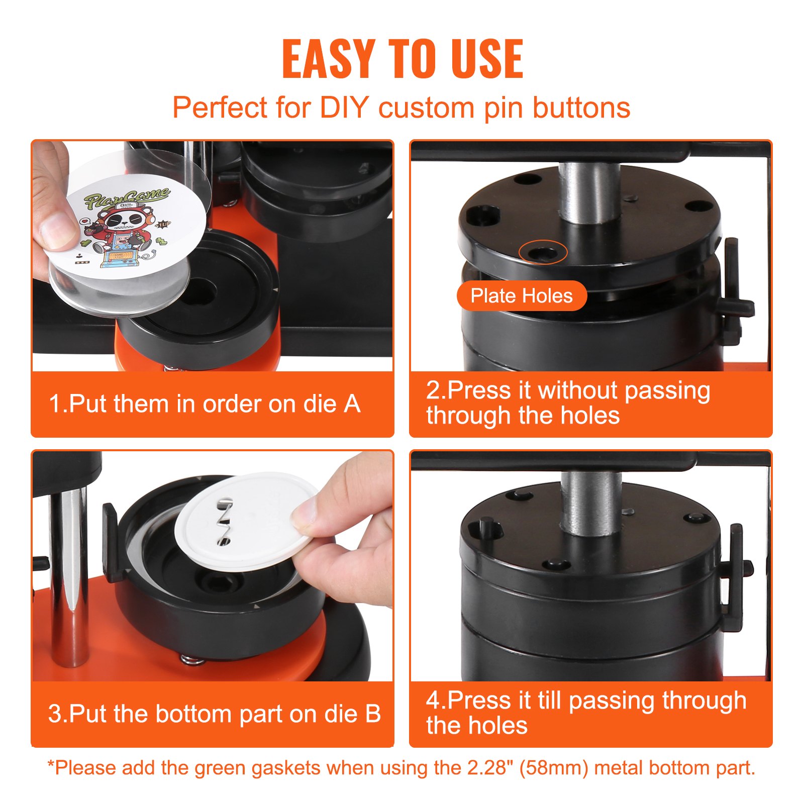 VEVOR Button Maker Machine, 2.28 inch/58mm Pin Maker, Installation-Free ...