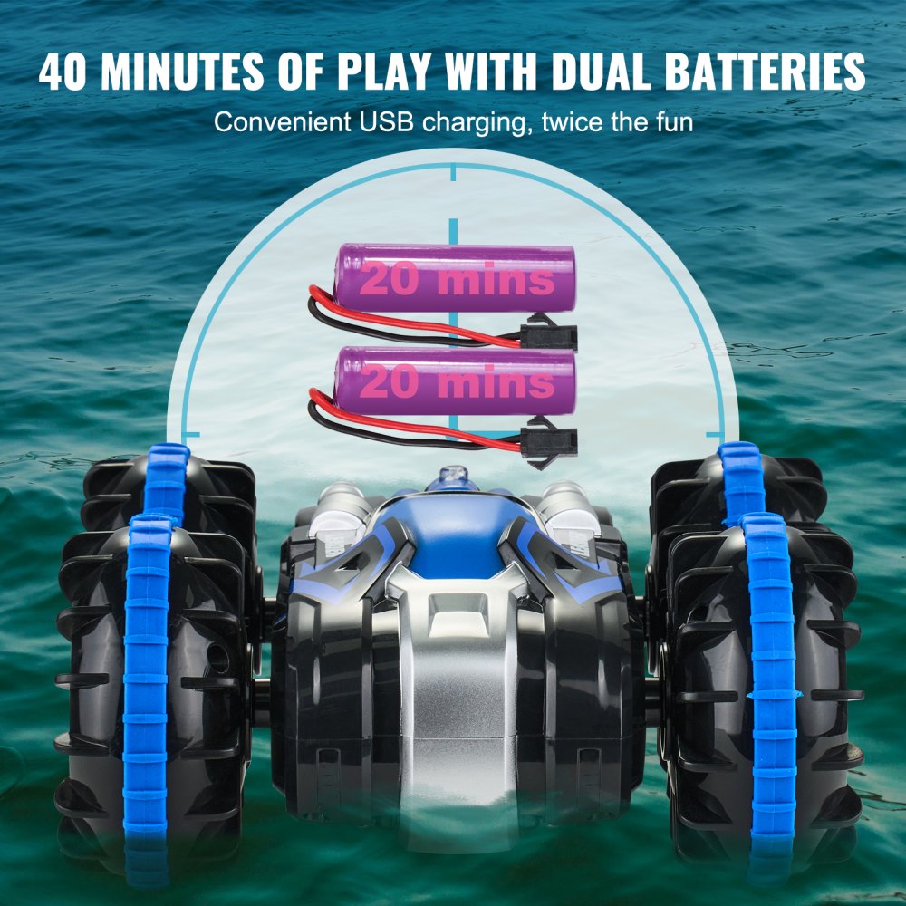 VEVOR Amphibious Remote Control Car Boat 2.4 GHz 4WD RC Boat Kids Adults Blue | VEVOR US