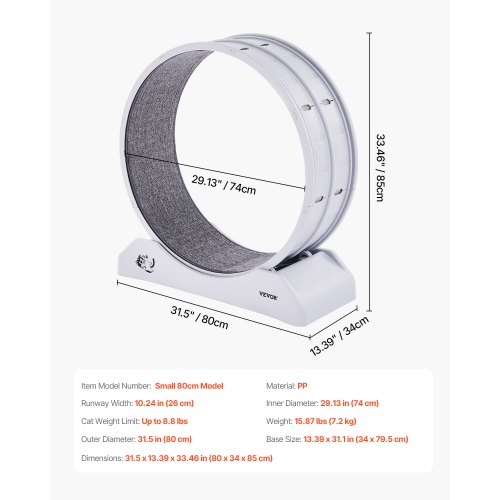 VEVOR Cat Exercise Wheel 31.5 in Large Indoor Cat Running Wheel ...