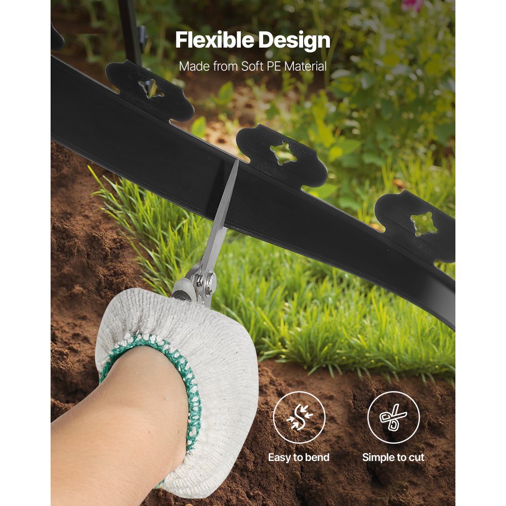 VEVOR Landscape Edging, 100 ft x 1.5 in Plastic Garden Border Edging ...