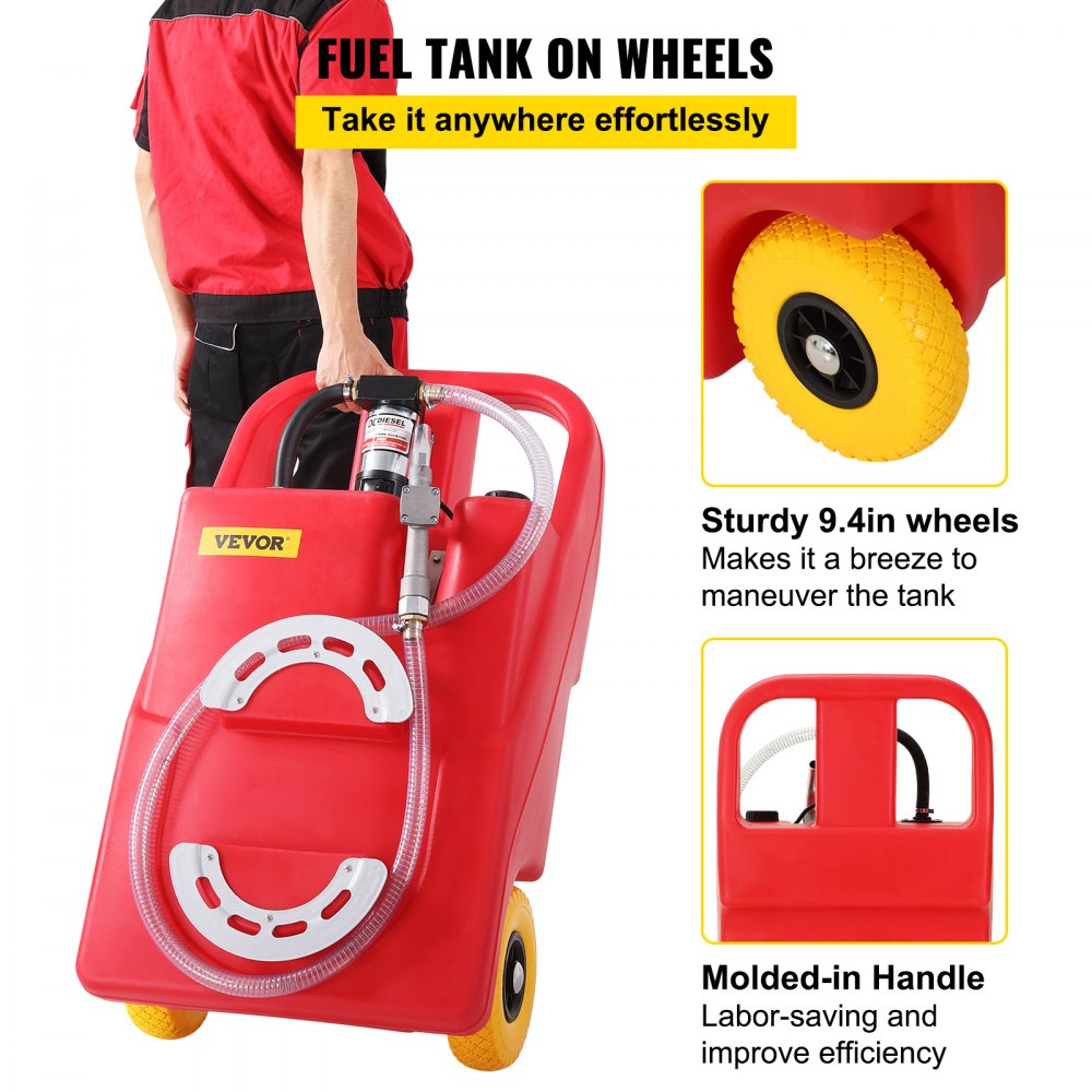VEVOR Fuel Caddy, 32 Gallon, Portable Fuel Storage Tank On-Wheels, with ...